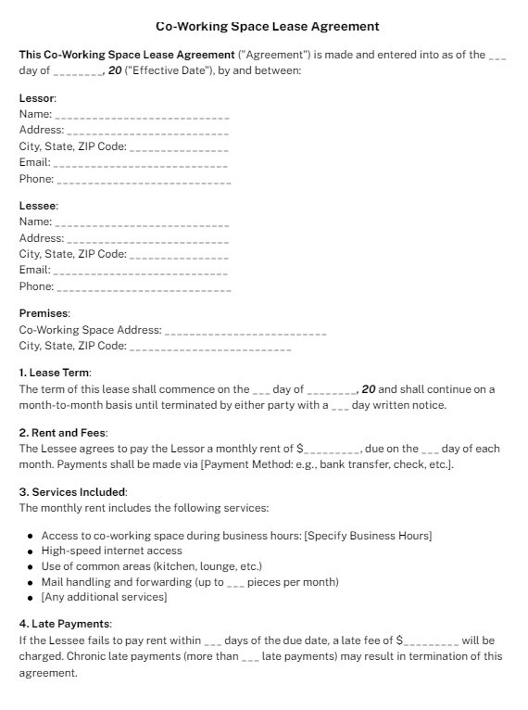 Virtual Office Space Lease Agreement - Etsy