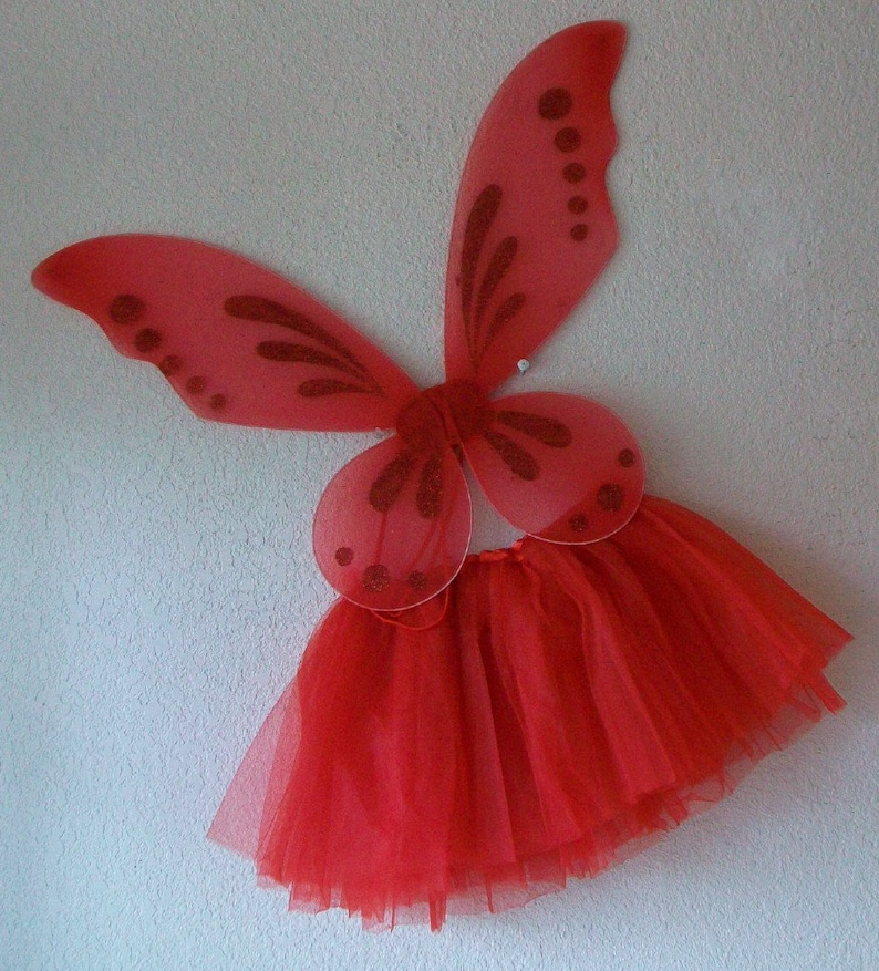 Red Wings and Tutu Halloween Costume Set, Red Fairy Costume, Halloween ...