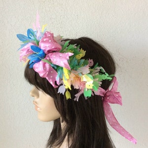 Easter Bunny Garland Crown Laurel Headband Multi Color Pink Polka Dot ...