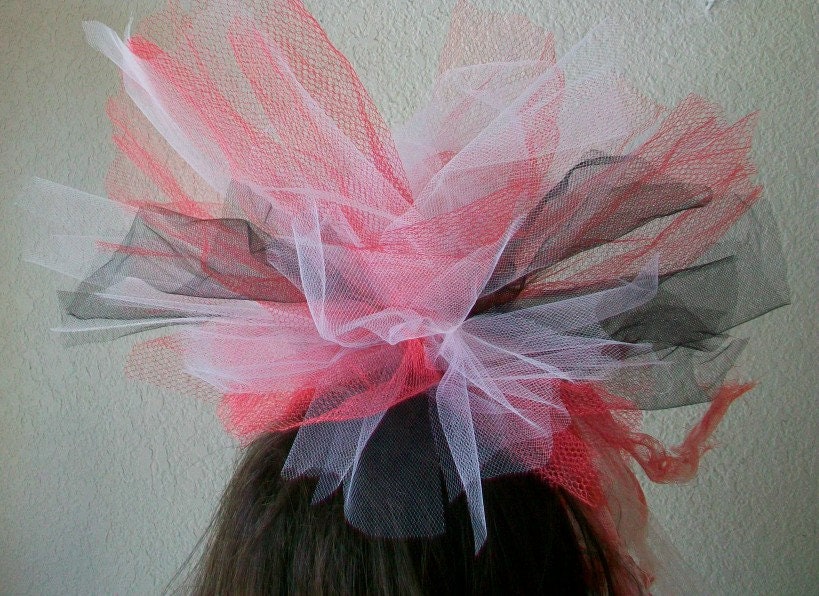 Halloween Zombie Bride Headband Red White Black Gauze Tulle | Etsy