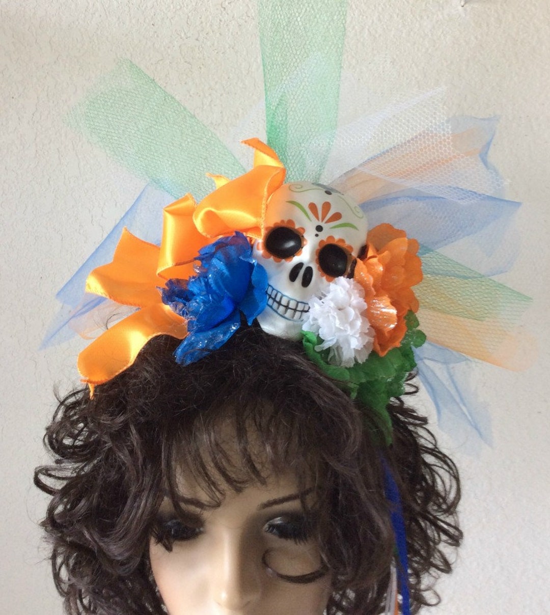 Day of the Dead Light up Skull Headband Fascinator Multi - Etsy