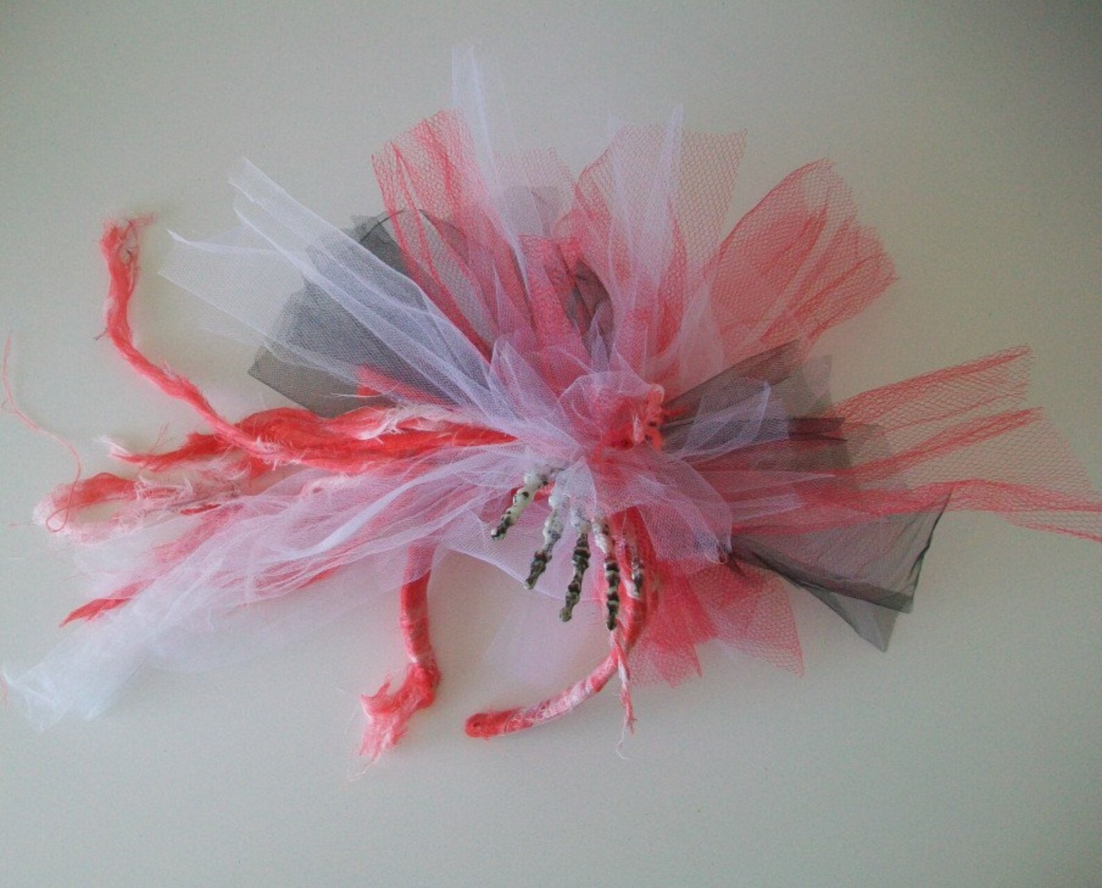 Halloween Zombie Bride Headband Red White Black Gauze Tulle | Etsy