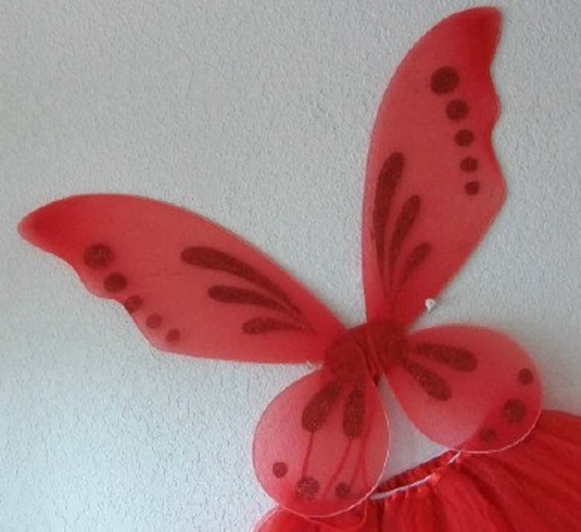 Red Wings and Tutu Halloween Costume Set, Red Fairy Costume, Halloween ...