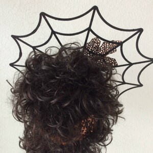 Spider Web Halloween Fascinator Black Glitter Spider Copper - Etsy