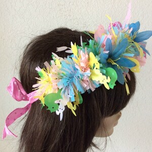 Easter Bunny Garland Crown Laurel Headband Multi Color Pink Polka Dot ...