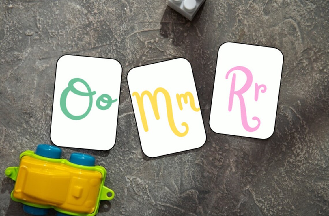 Educational Cursive Rainbow Alphabet Flashcards Perfect for Learning ...