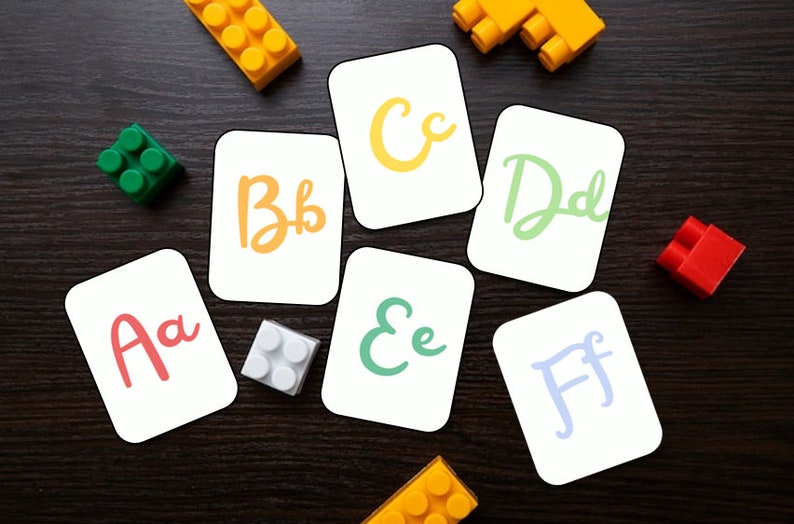 Educational Cursive Rainbow Alphabet Flashcards Perfect for Learning ...