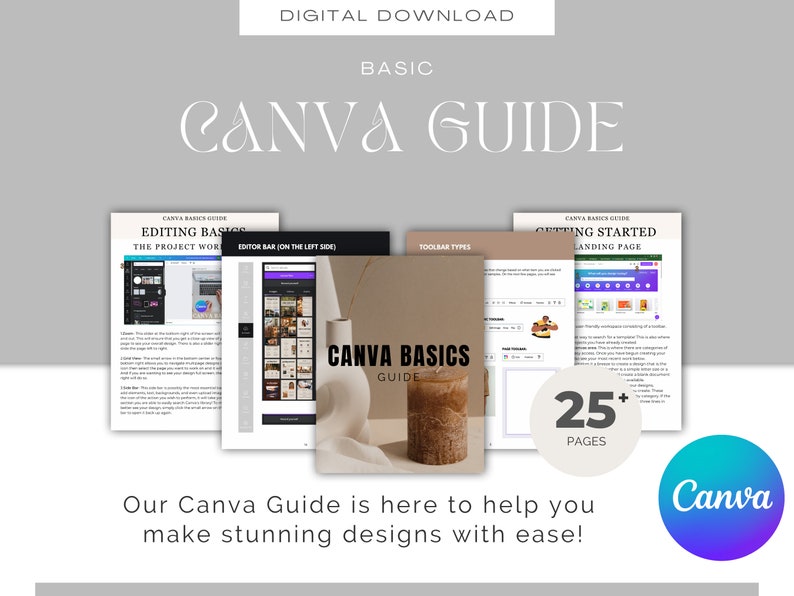 Canva Basics Guide How to Use Canva Canva Template Editable Canva Guide Create & Grow Your ...