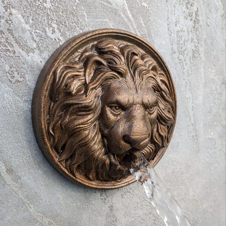 Lion Head Water Spout 8 Inch Water Feature for Pool Wall Fountain Lion ...