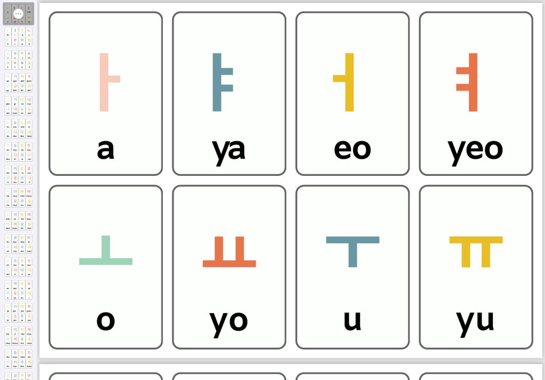 Printable Hangul Flash Cards, Learn Korean Alphabet, Printable Korean Hangul Alphabet, Printable ...