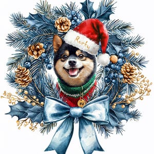 Custom Christmas Pet Portrait, Christmas Animal Painting Pet, Dogs,cats ...
