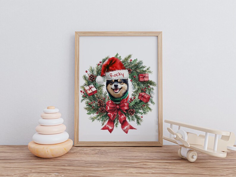 Custom Christmas Pet Portrait, Christmas Animal Painting Pet, Dogs,cats ...