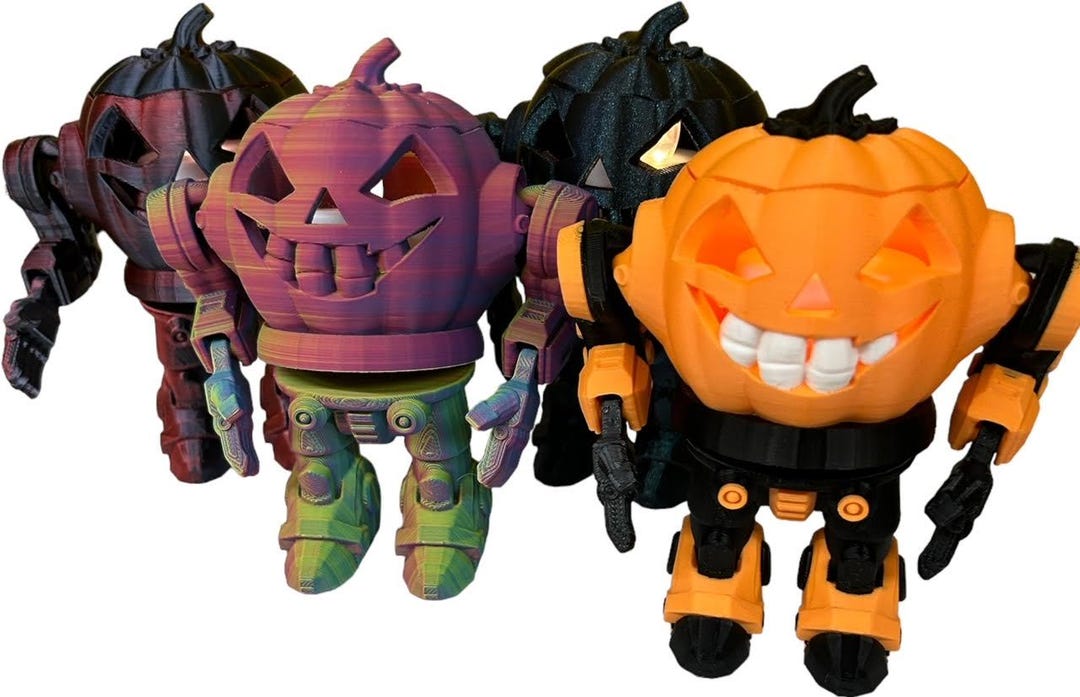 Halloween Pumpkin Robot, 3D Printed Articulated , Great Gift or Toy ...