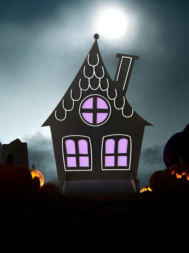 Halloween Flat House 3D Printed W/ Tea Light - Etsy