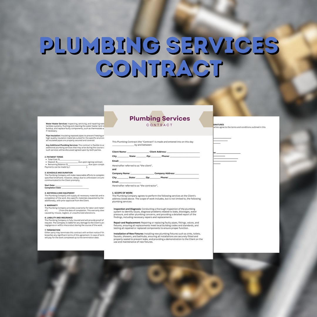 Plumbing Services Contract Template PDF Printable Plumbing Services ...