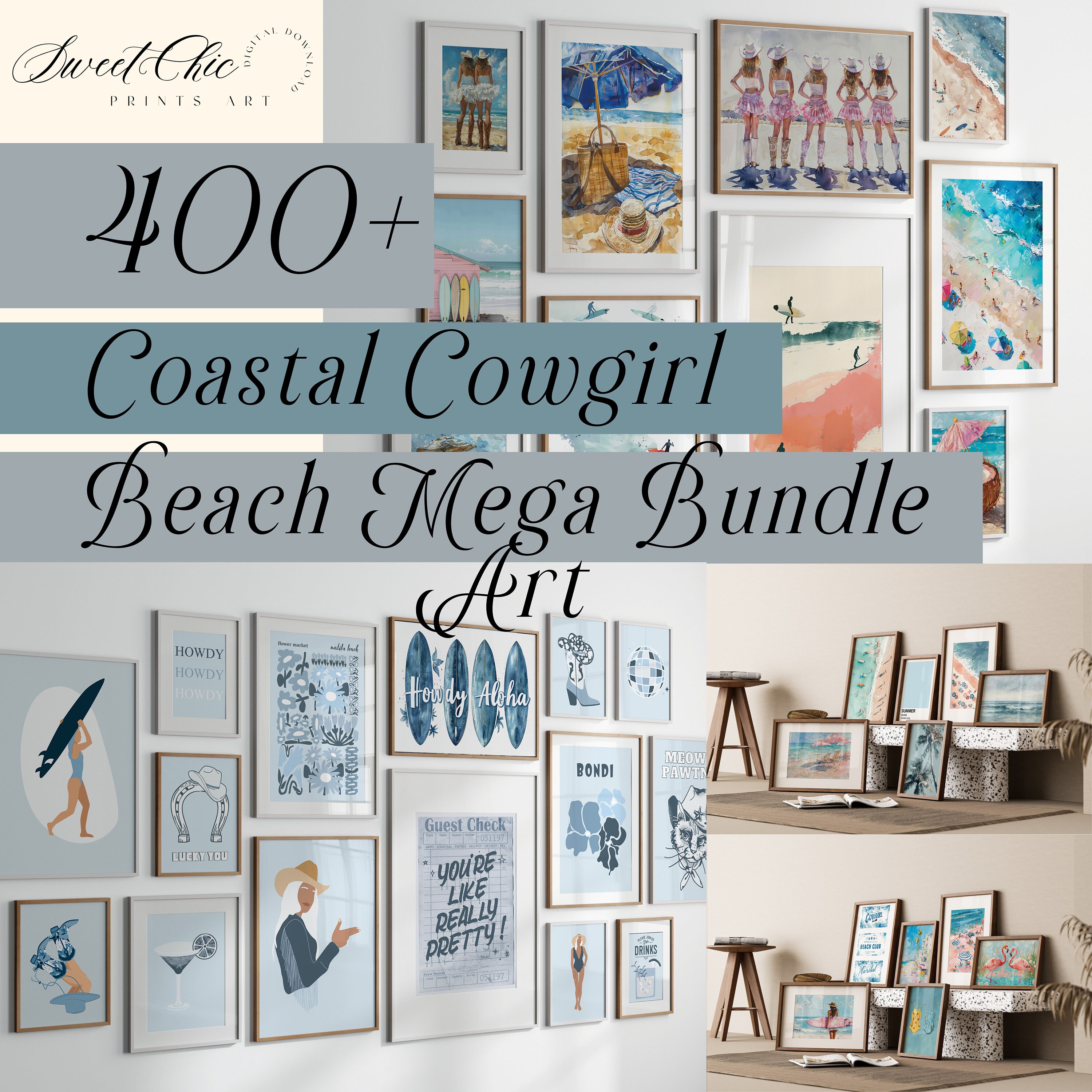 400 Coastal Cowgirl Gallery Wall Art Set Digital Prints Bundle, Beacy ...