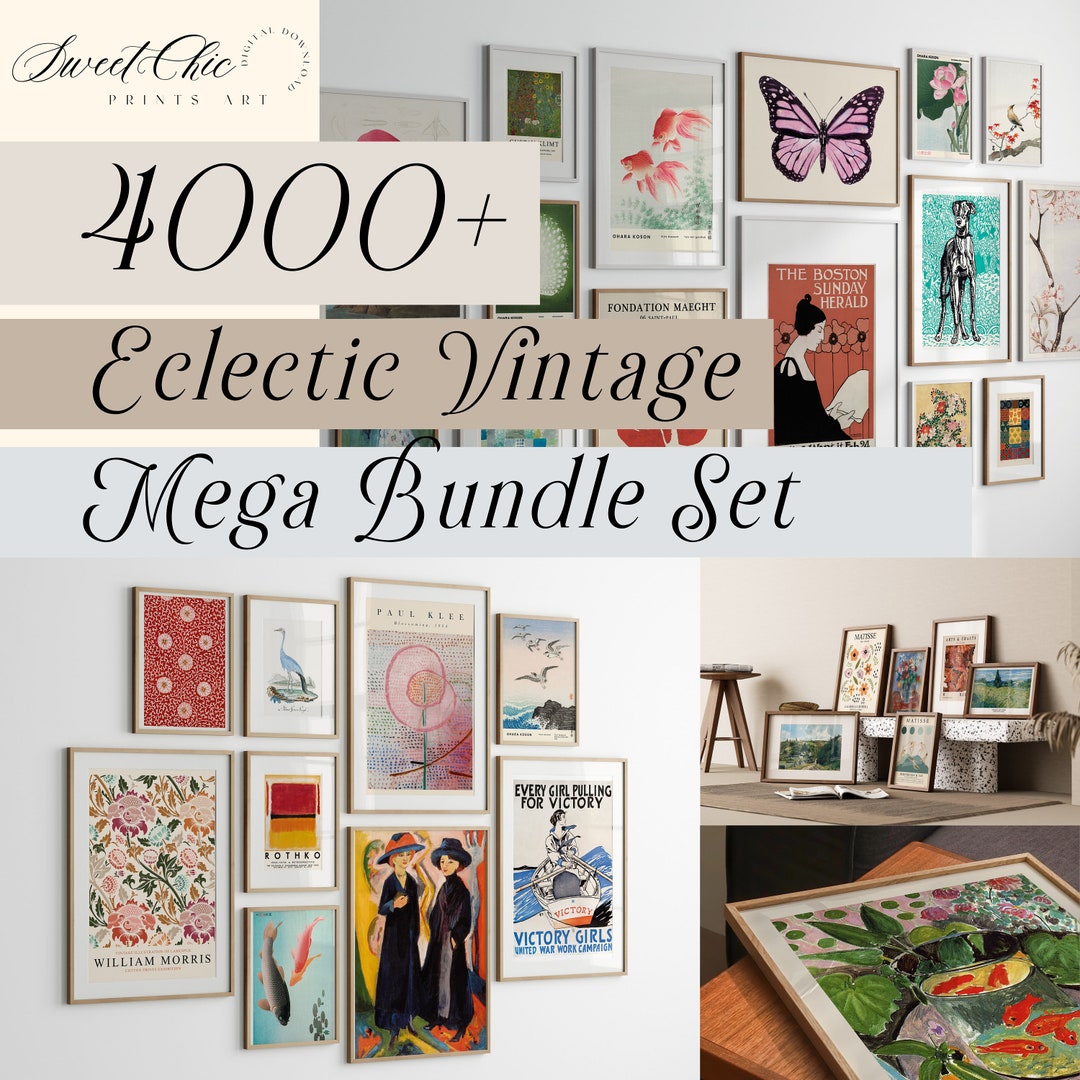 4000 MEGA BUNDLE Eclectic Vintage Gallery Wall Set Prints Download ...