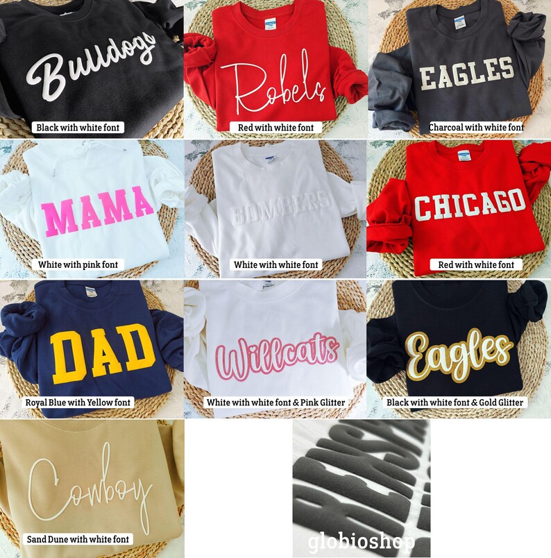 Custom Puff Team Name Sweater, Glitter Team Name Sweater, Embossed ...