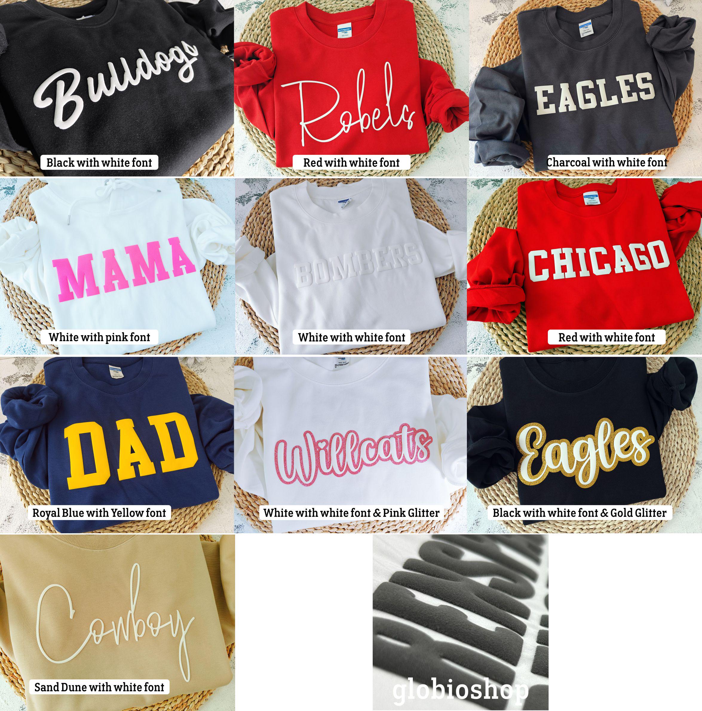 Custom Puff Team Name Sweater, Glitter Team Name Sweater, Embossed ...