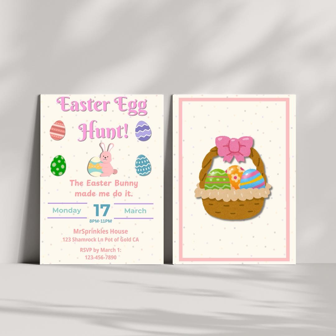 Easter Egg Hunt Party Invitation, Digital Download Canva Editable and ...