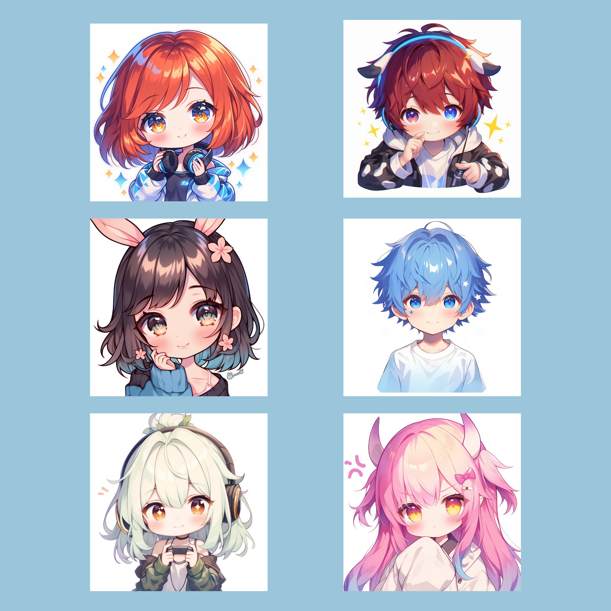 Custom PFP Chibi, Personalized Chibi Icon, Custom Chibi Portrait, Chibi ...