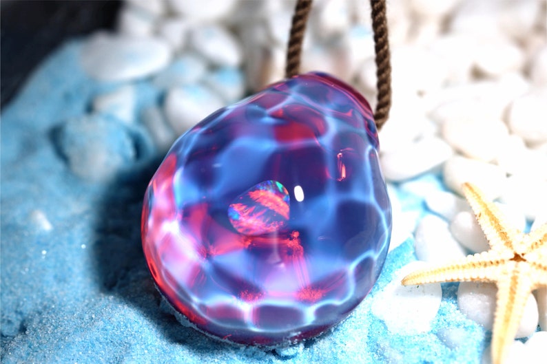 Handmade the Heart of the Ocean Opal Art Pendant, Glass Opal Necklace ...