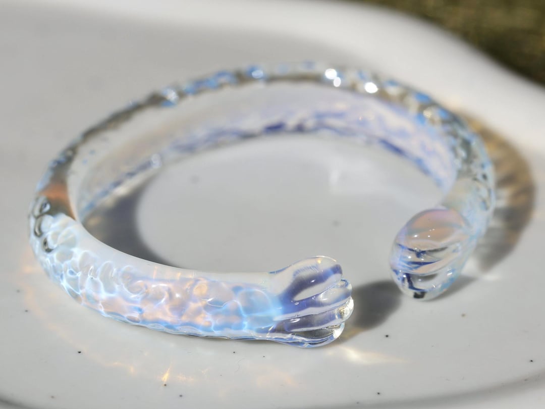 Handmade Cat Paw Ocean Wave Bracelet, Birthday Gift, Wave Bangle ...