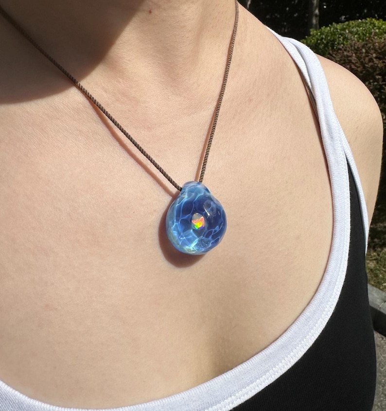 Handmade the Heart of the Ocean Opal Art Pendant, Glass Opal Necklace ...