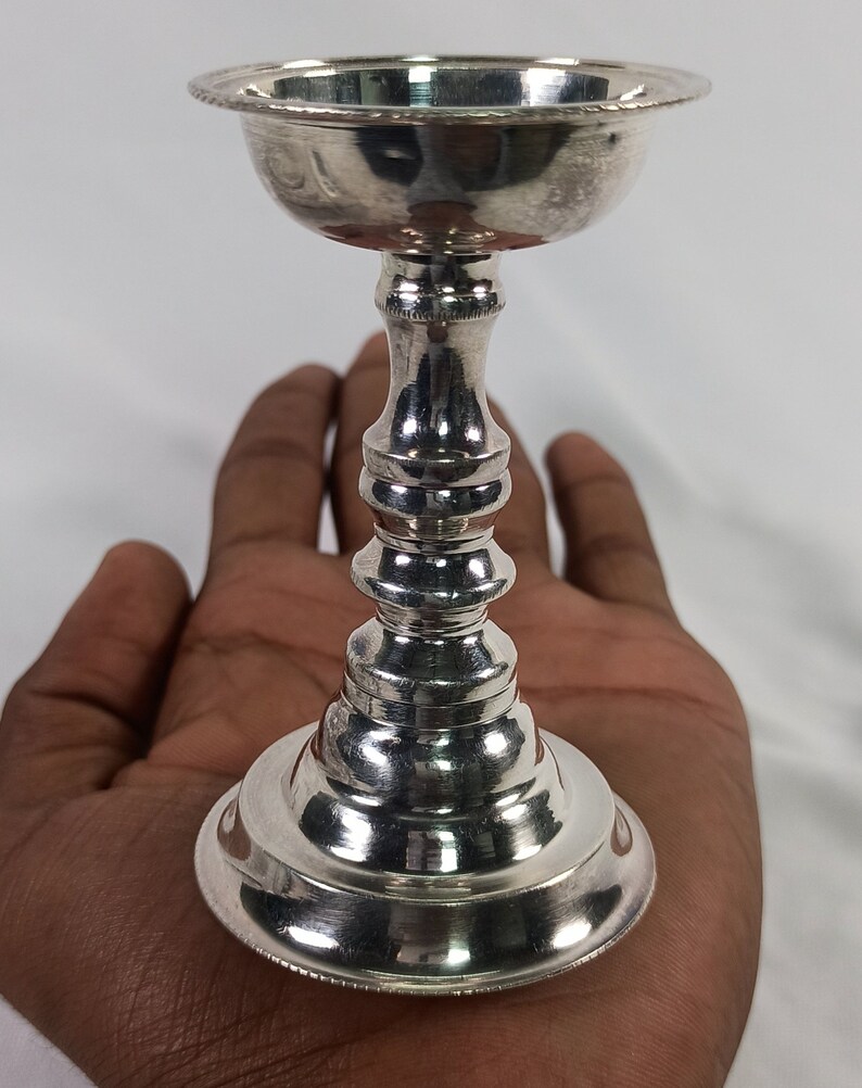Pure Silver Pair Diya 57grams, Deepak for Home, Silver Puja Utensils ...