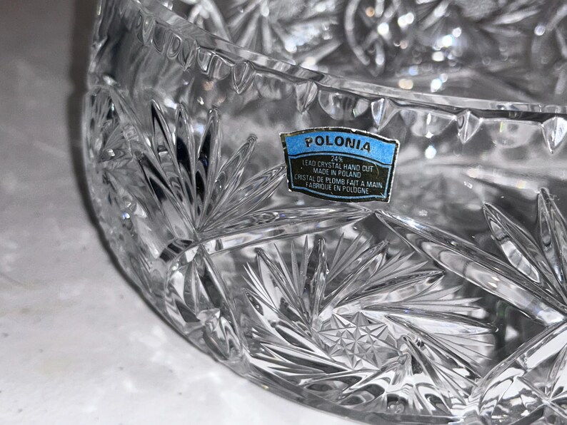 Polonia Crystal Bowl - 24% Lead Crystal Made in Poland - Chipped Edging ...