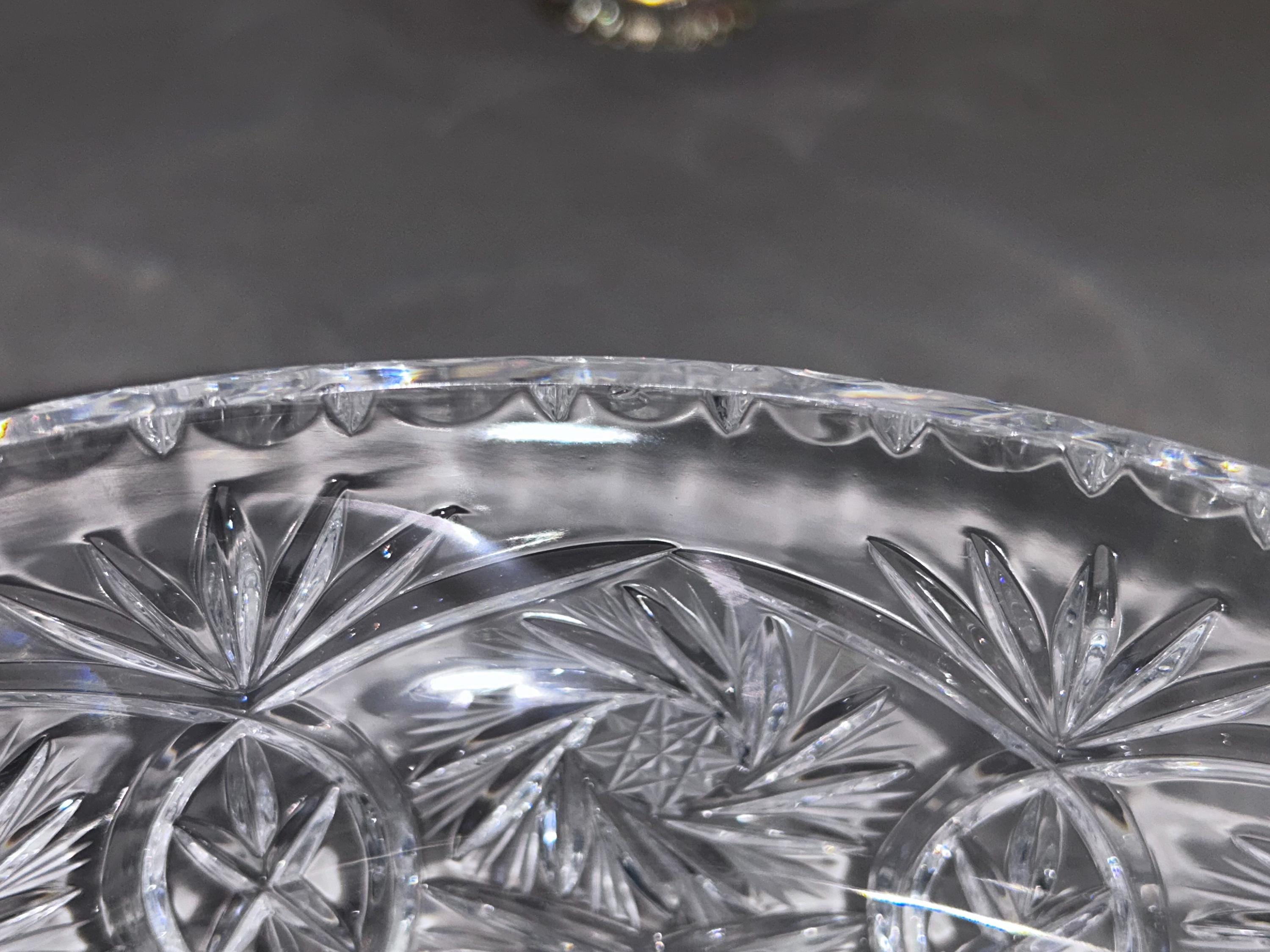 Polonia Crystal Bowl - 24% Lead Crystal Made in Poland - Chipped Edging ...