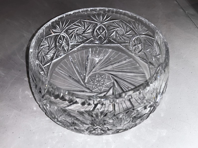 Polonia Crystal Bowl - 24% Lead Crystal Made in Poland - Chipped Edging ...