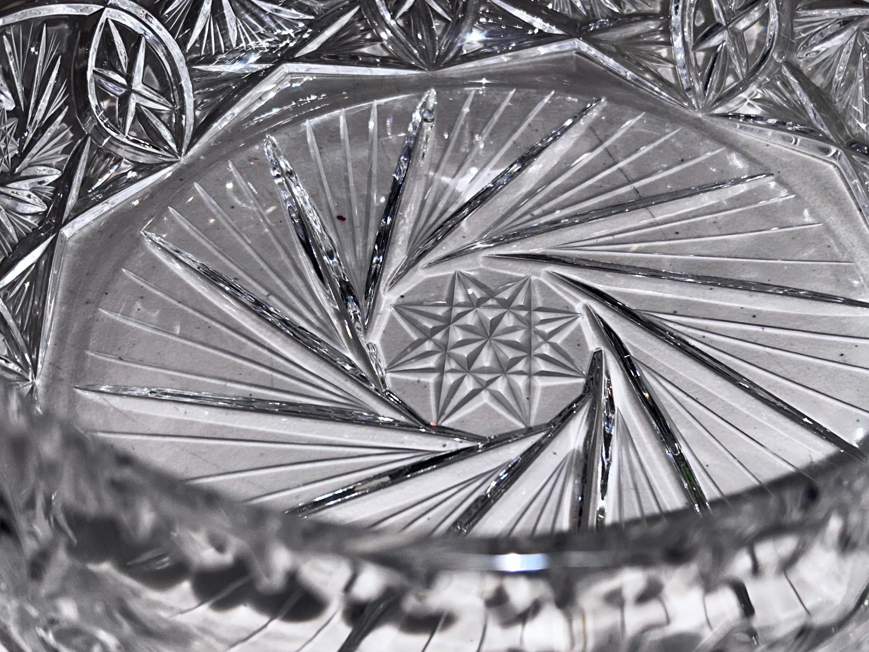 Polonia Crystal Bowl - 24% Lead Crystal Made in Poland - Chipped Edging ...