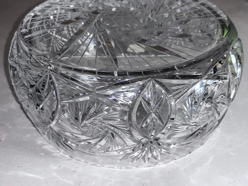 Polonia Crystal Bowl - 24% Lead Crystal Made in Poland - Chipped Edging ...