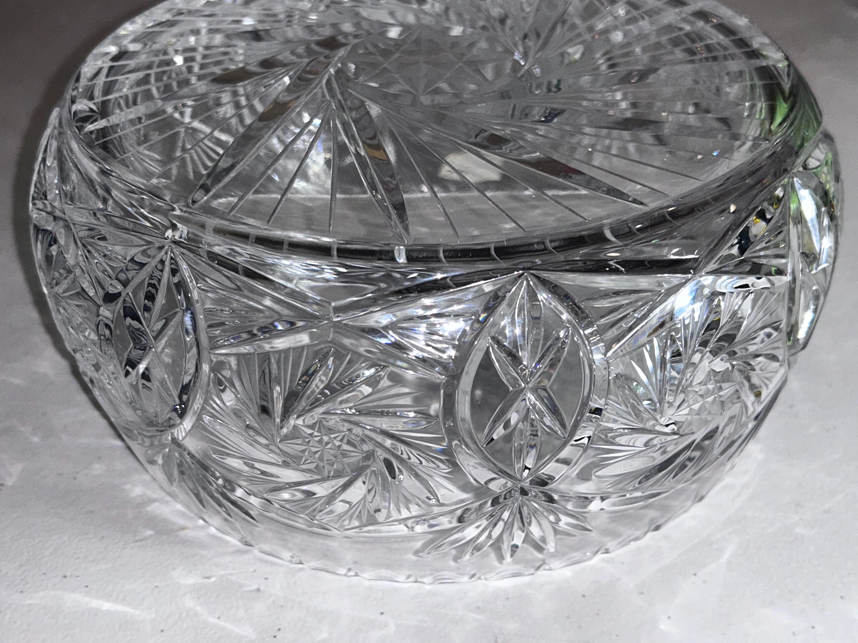 Polonia Crystal Bowl - 24% Lead Crystal Made in Poland - Chipped Edging ...