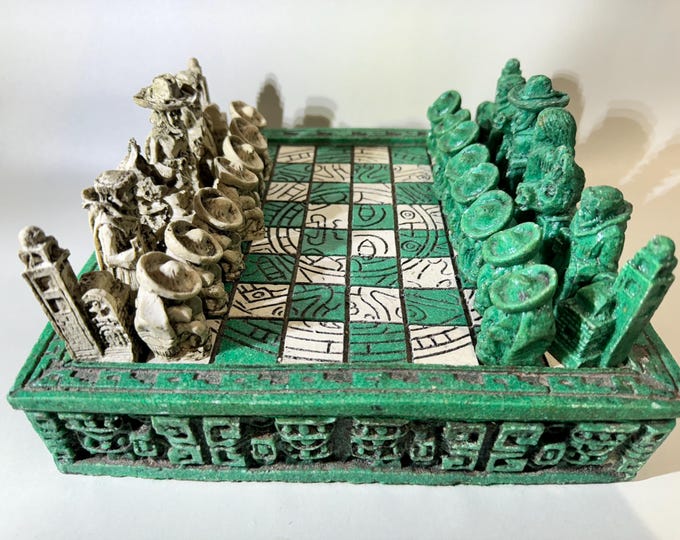 Handcrafted Aztec-inspired Chess Set With Ornate Pieces MISSING PIECES3 ...