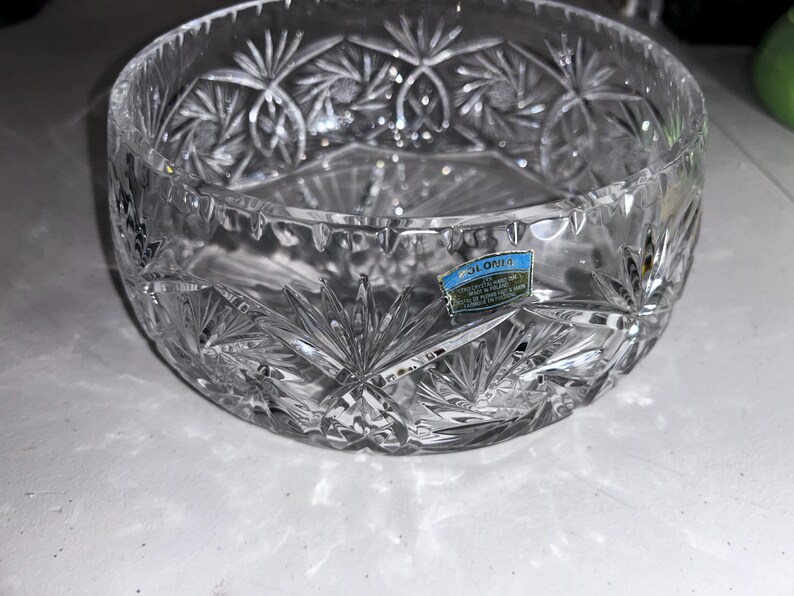 Polonia Crystal Bowl - 24% Lead Crystal Made in Poland - Chipped Edging ...