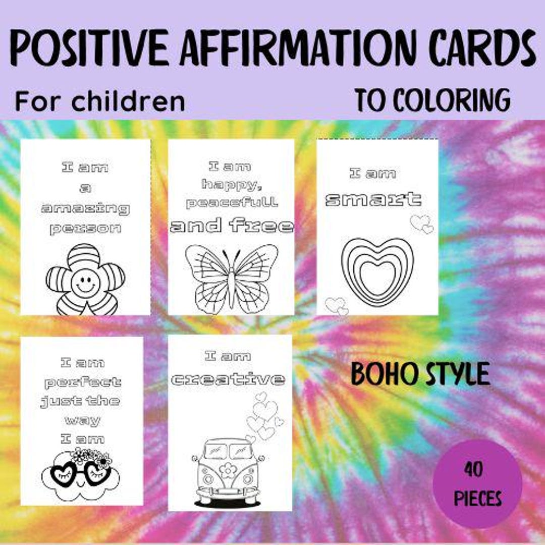 Positive Affirmation Cards to Color for Kids - Printable Daily ...