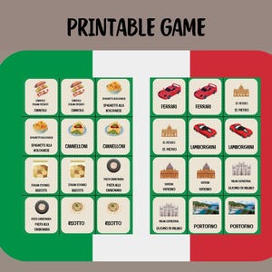 Italian Memory Game Printable | Learning Italian for Kids | Educational ...