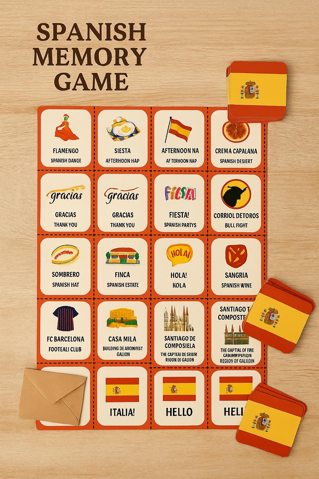 Spanish Memory Game Printable for Kids – Learn Spanish Culture ...