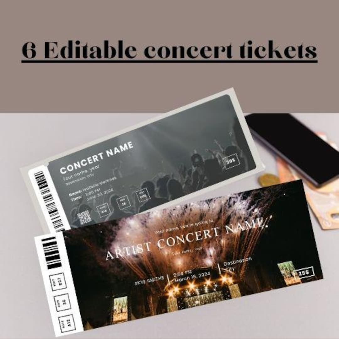 Editable Concert Ticket Template | Custom Concert Gift | Surprise ...