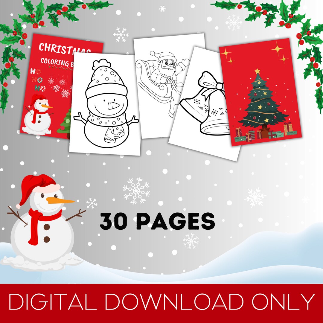 Printable Christmas Coloring Book Kids - Etsy