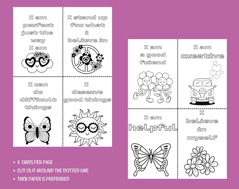 Positive Affirmation Cards to Color for Kids - Printable Daily ...