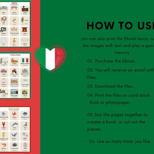 Learn Italian Words Printable Ebook – English to Italian Vocabulary for ...