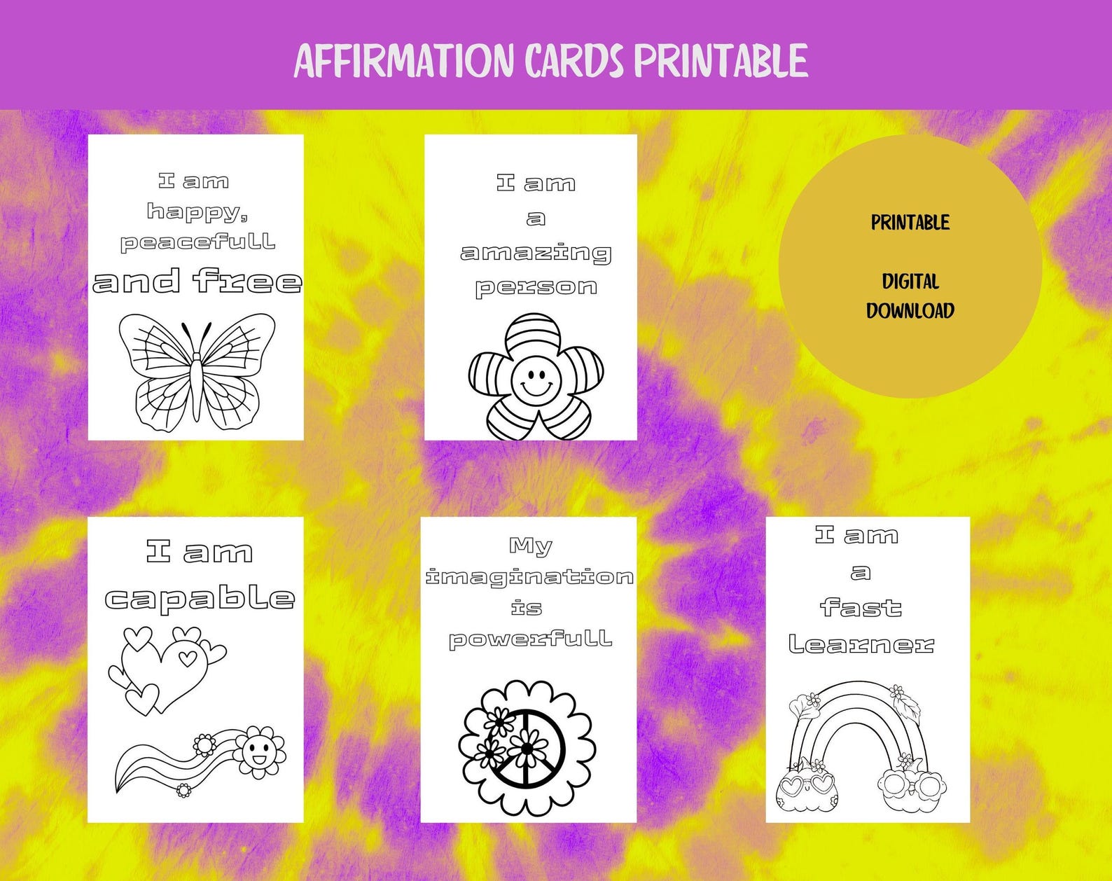 Positive Affirmation Cards to Color for Kids - Printable Daily ...