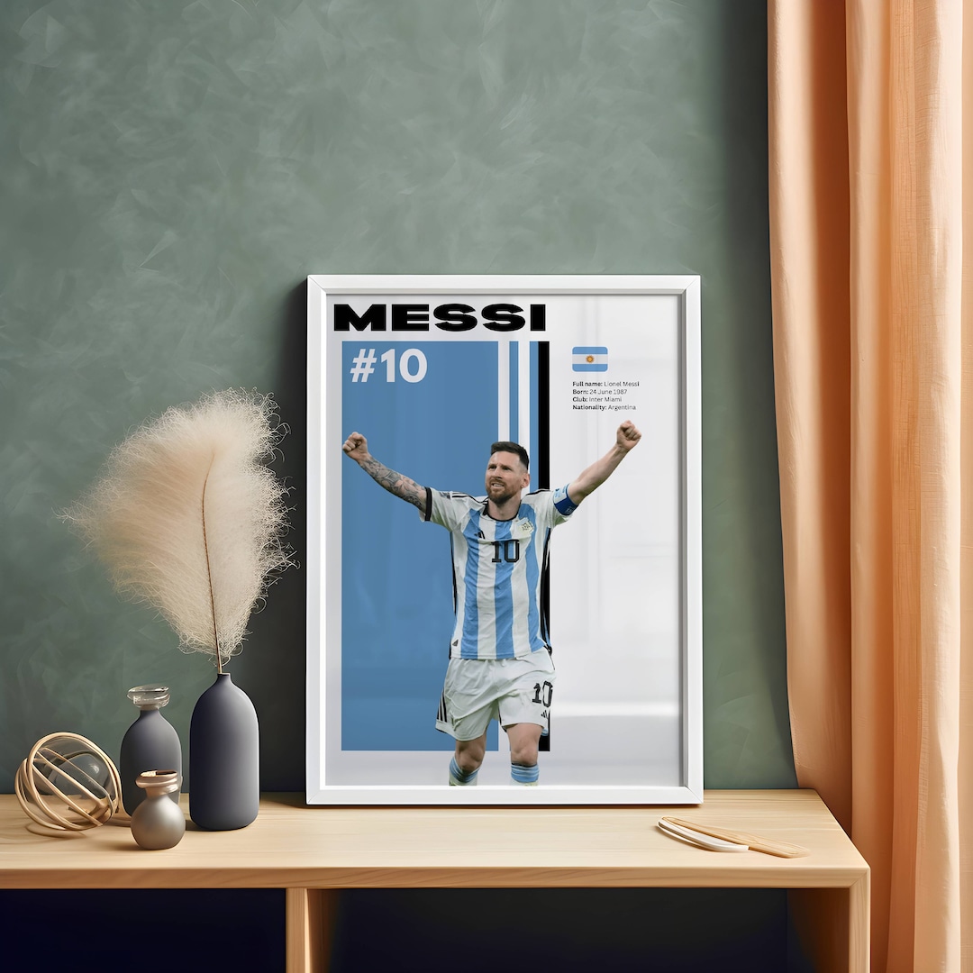 Lionel Messi Poster, Argentina, Soccer Art Print A4 A3 A2 A1, Wall Art ...