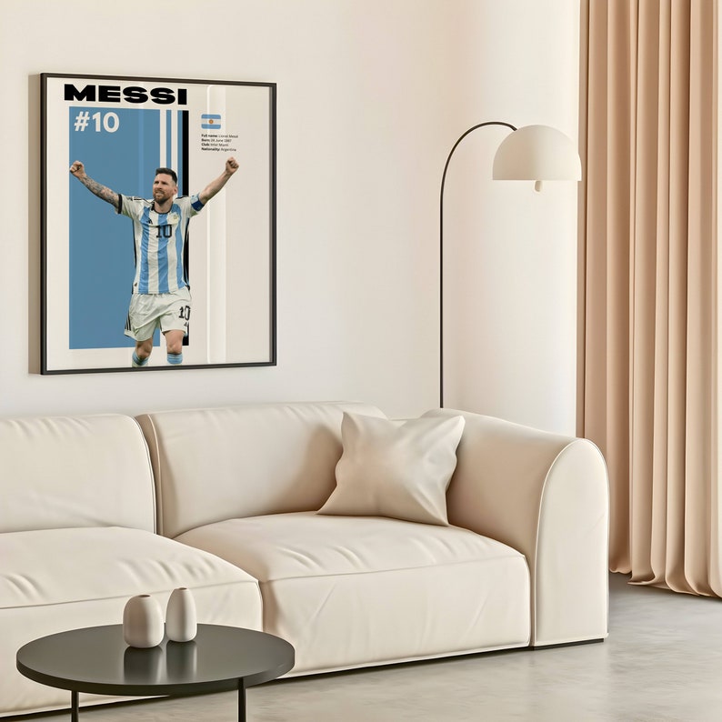 Lionel Messi Poster, Argentina, Soccer Art Print A4 A3 A2 A1, Wall Art ...