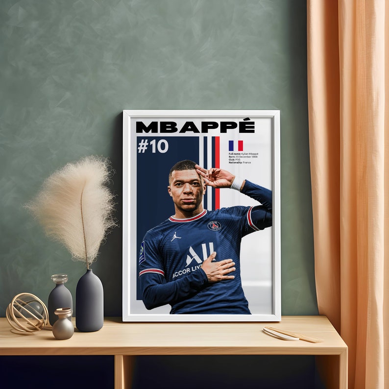 Kylian Mbappe Poster, PSG, Soccer Art Print A4 A3 A2 A1, Wall Art ...