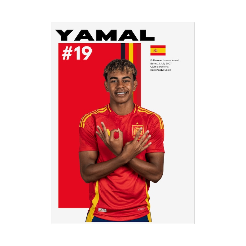 Lamine Yamal Poster, Spain, Soccer Art Print A4 A3 A2 A1, Wall Art ...