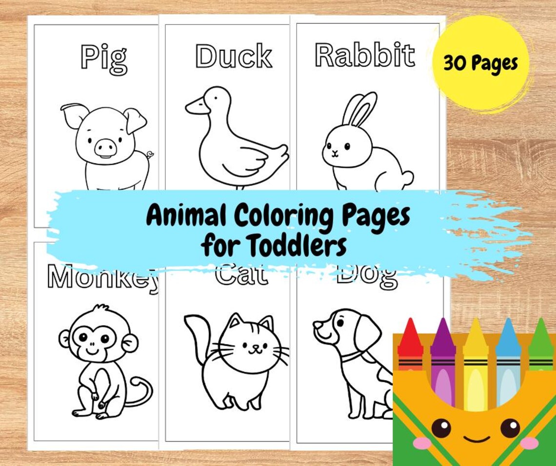 Simple Animal Colouring Pages for Kids, Toddlers and Preschoolers (30 ...